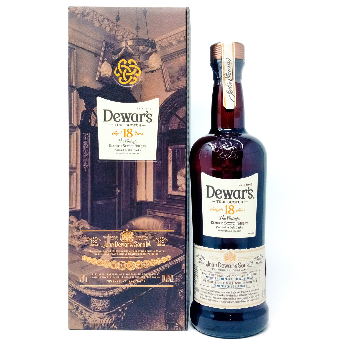 Dewar's 18 Year Old The Vintage Blended Scotch Whisky, 75cl, 40% ABV