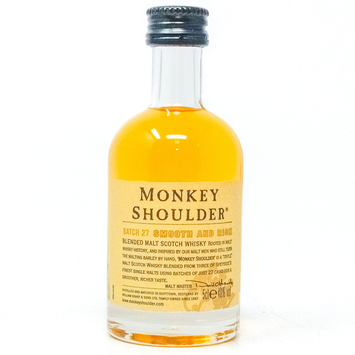 Monkey Shoulder Batch 27 Blended Malt Scotch Whisky, Miniature, 5cl, 4