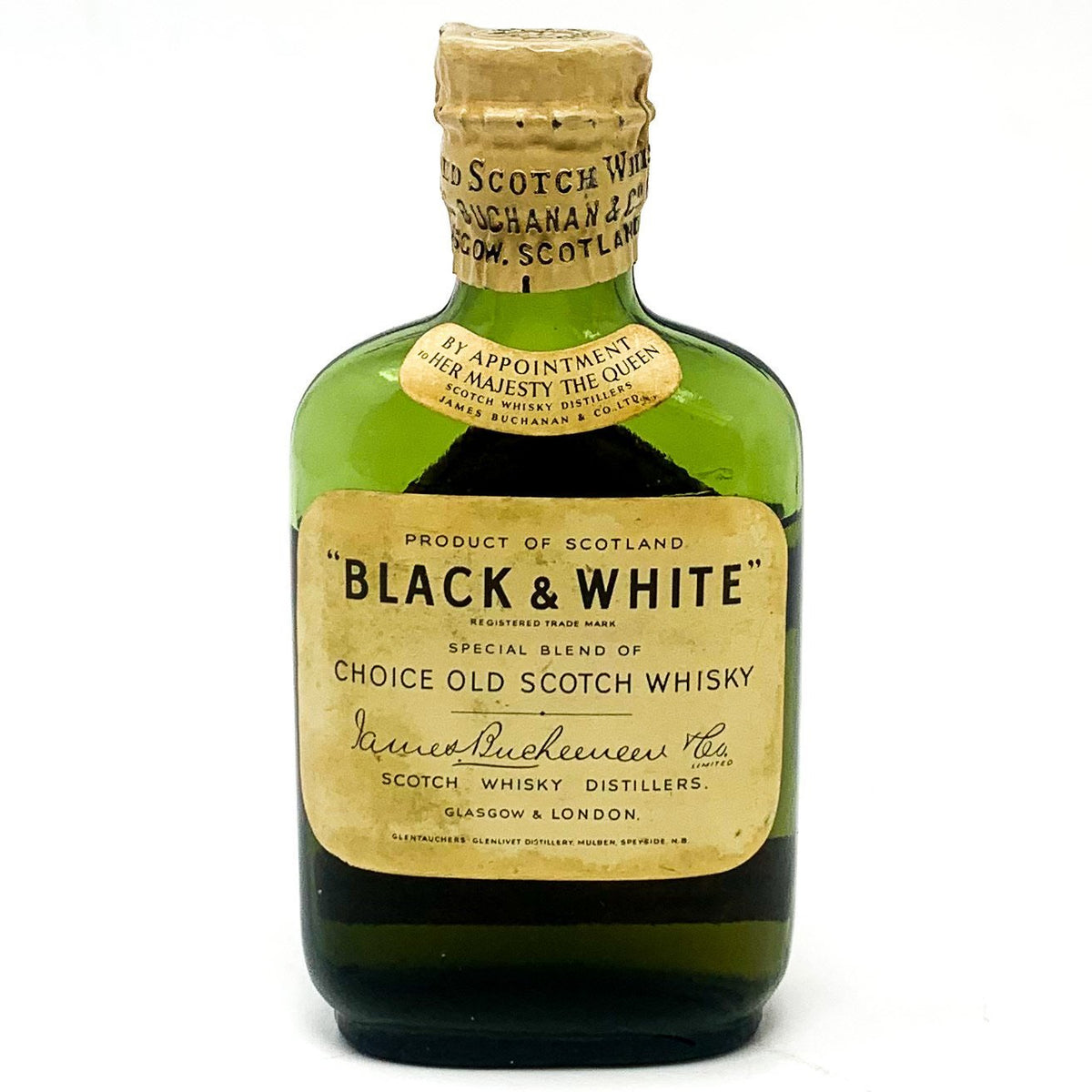Exclusive Black & White Spring Cap Scotch Miniature | Old and Rare