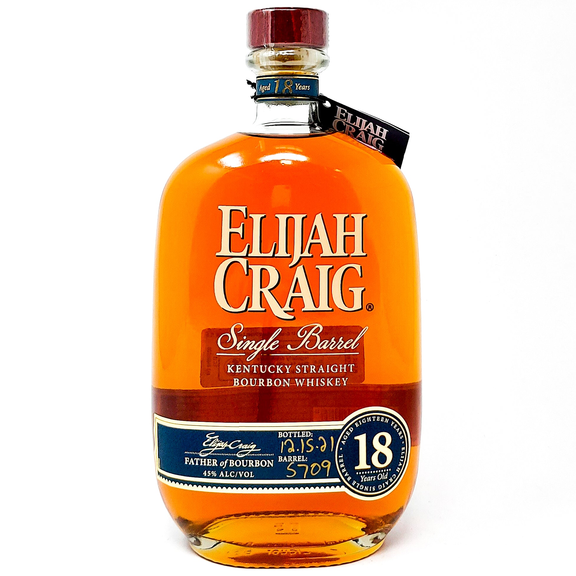 Elijah Craig 18 Year Old Single Barrel 2021 Barrel No. 5709 Kentucky S