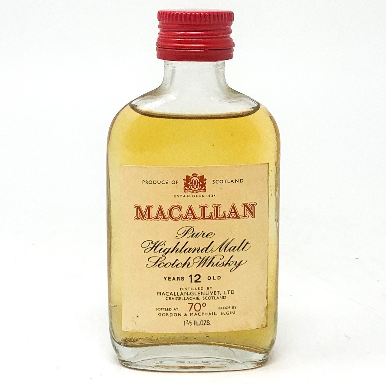 Macallan 12 Year Old Scotch Whisky, Miniature, 1 2/3 fl. ozs., 70° Pro